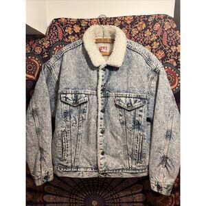 Levi's | Jackets & Coats | Vintage 8s Levis Sherpa Lined Acid Wash Denim Jacket Size Xl Outdoors ...